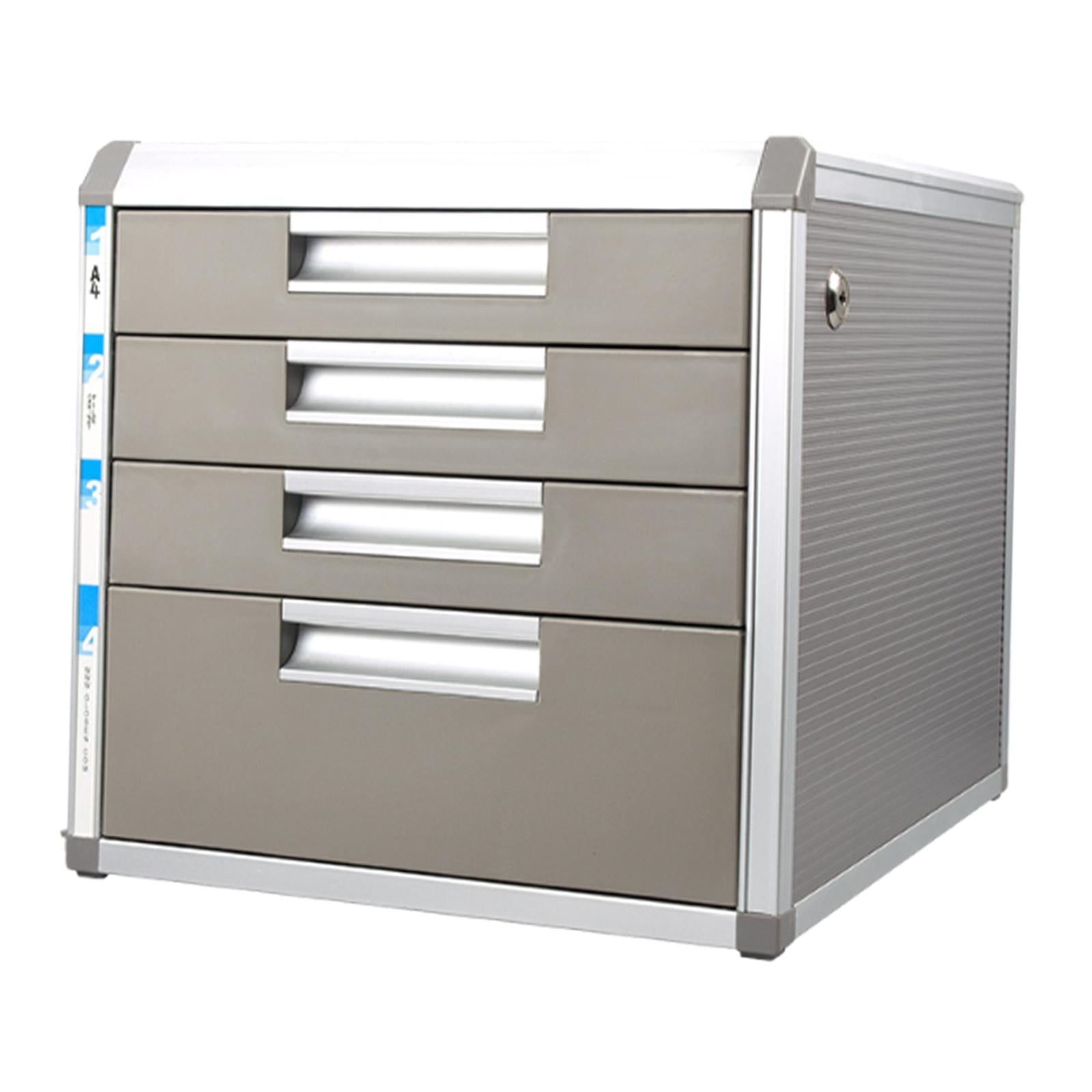 Desktop File Cabinet Lockable Aluminum Alloy Organizer for Office Home ...