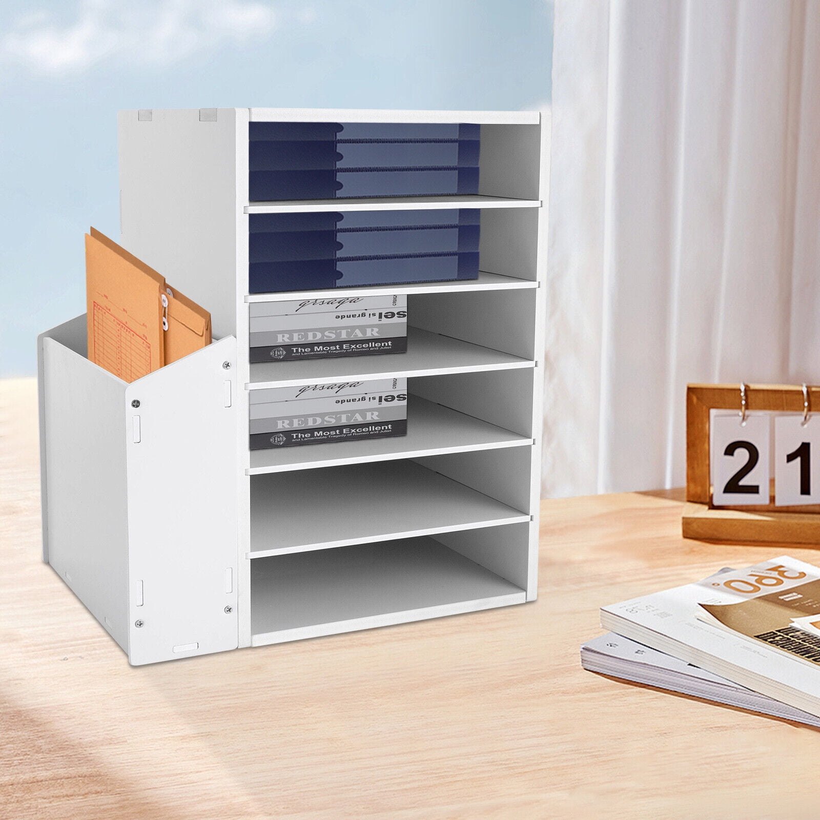 Desktop File Holder, File Organizer 6 Compartments PVC Board For ...