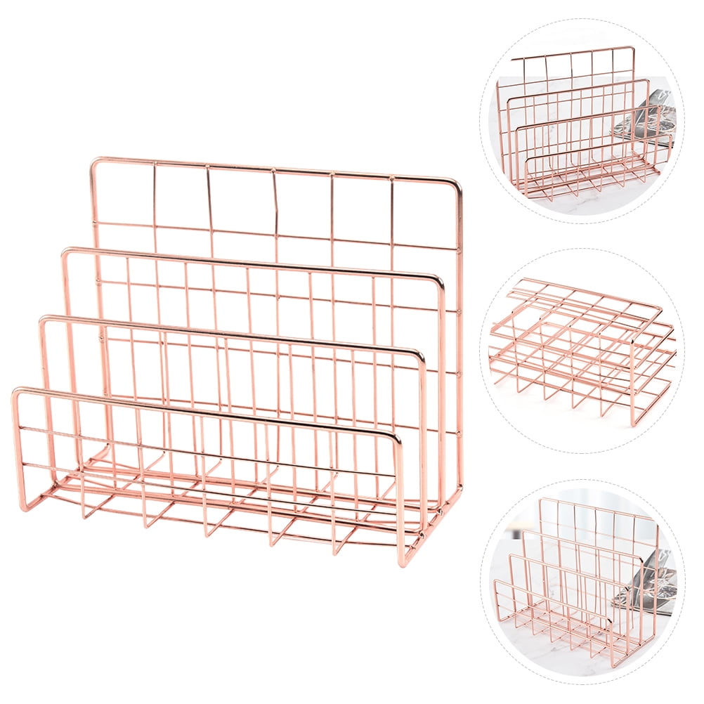 Desktop File Organizer Wire Rack for Magazines Books Newspapers ...
