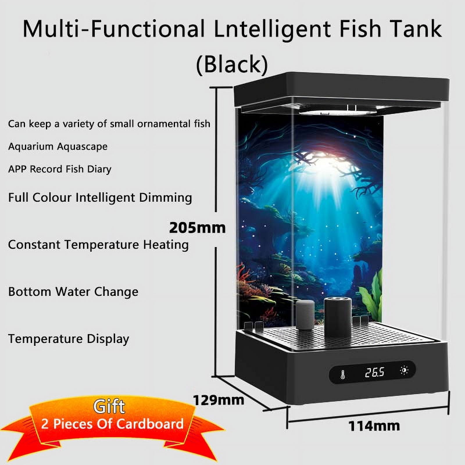 Desktop Fish Tank with LED Light, Adjustable Light Isolation Small ...