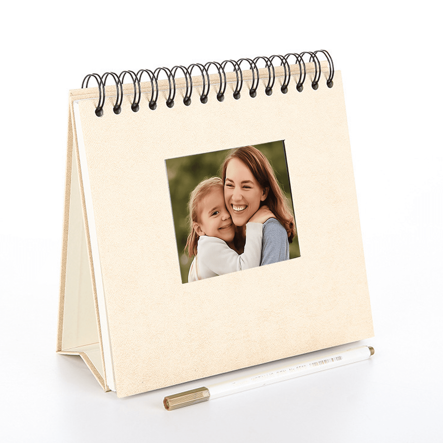 Desktop Flip Photo Album with Window Cover & Gold Metal Pen, Stand-Up ...