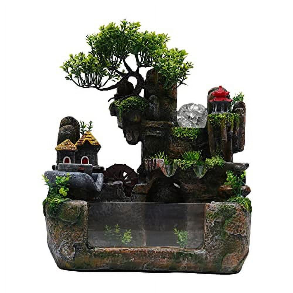 Desktop Fountain Waterfall misting humidifier Fake Mountain Crafts Gift ...