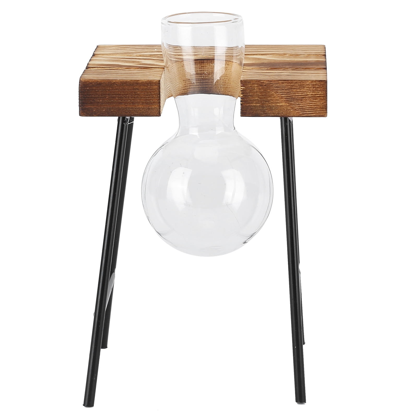 Desktop Glass Planter Wooden Stand Bulb Glass Vase Hydroponics Plant ...