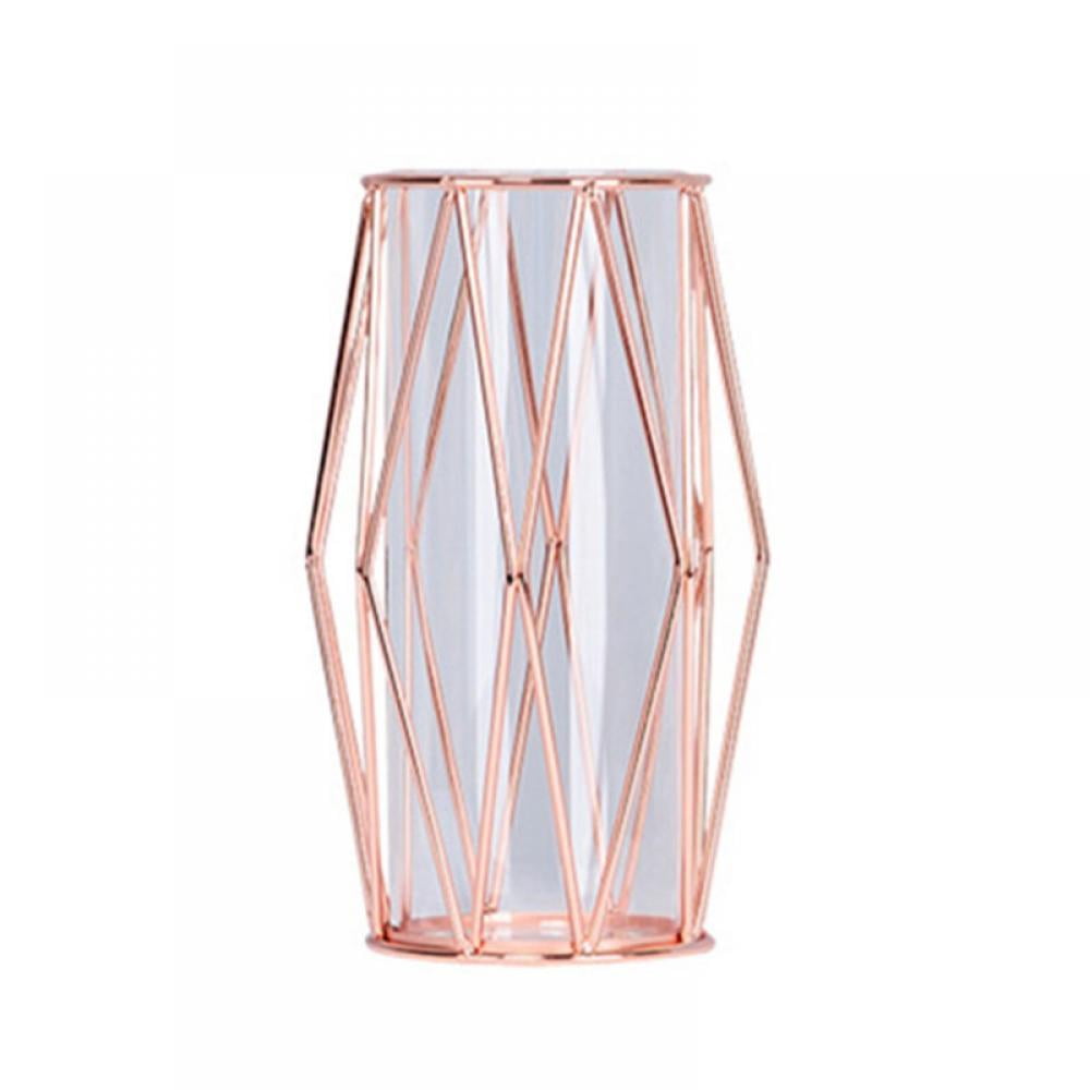 Desktop Glass Vase with Metal Frame,Modern Creative Vase Metal Flower ...