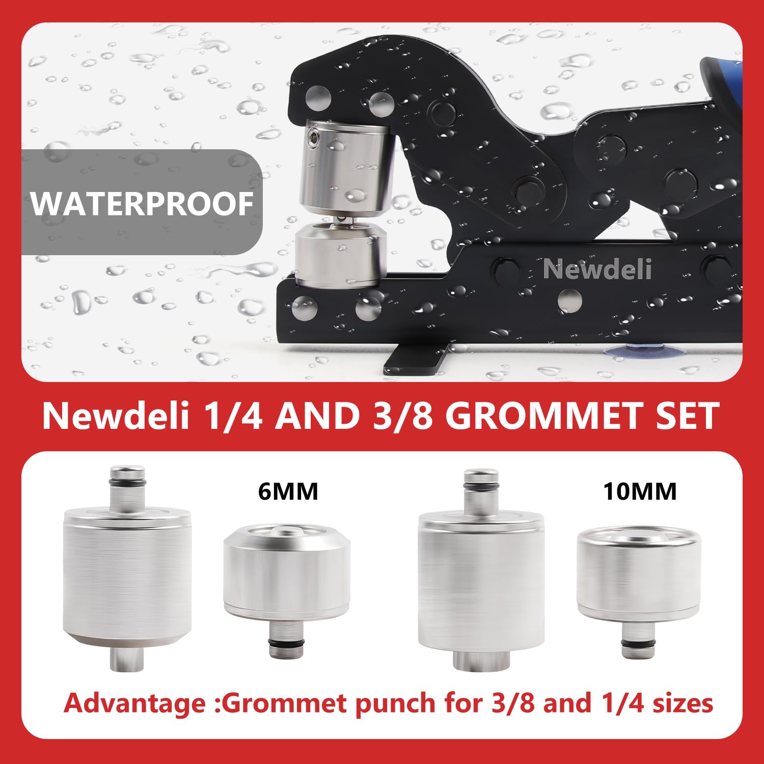 Desktop Grommet Tool Kit - 3/8 inch Hand Press Grommet Plier with 1/4 ...