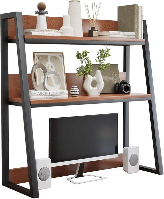 Desktop Hutch Shelf, Countertop Storage Bookshelf for Computer Desk ...