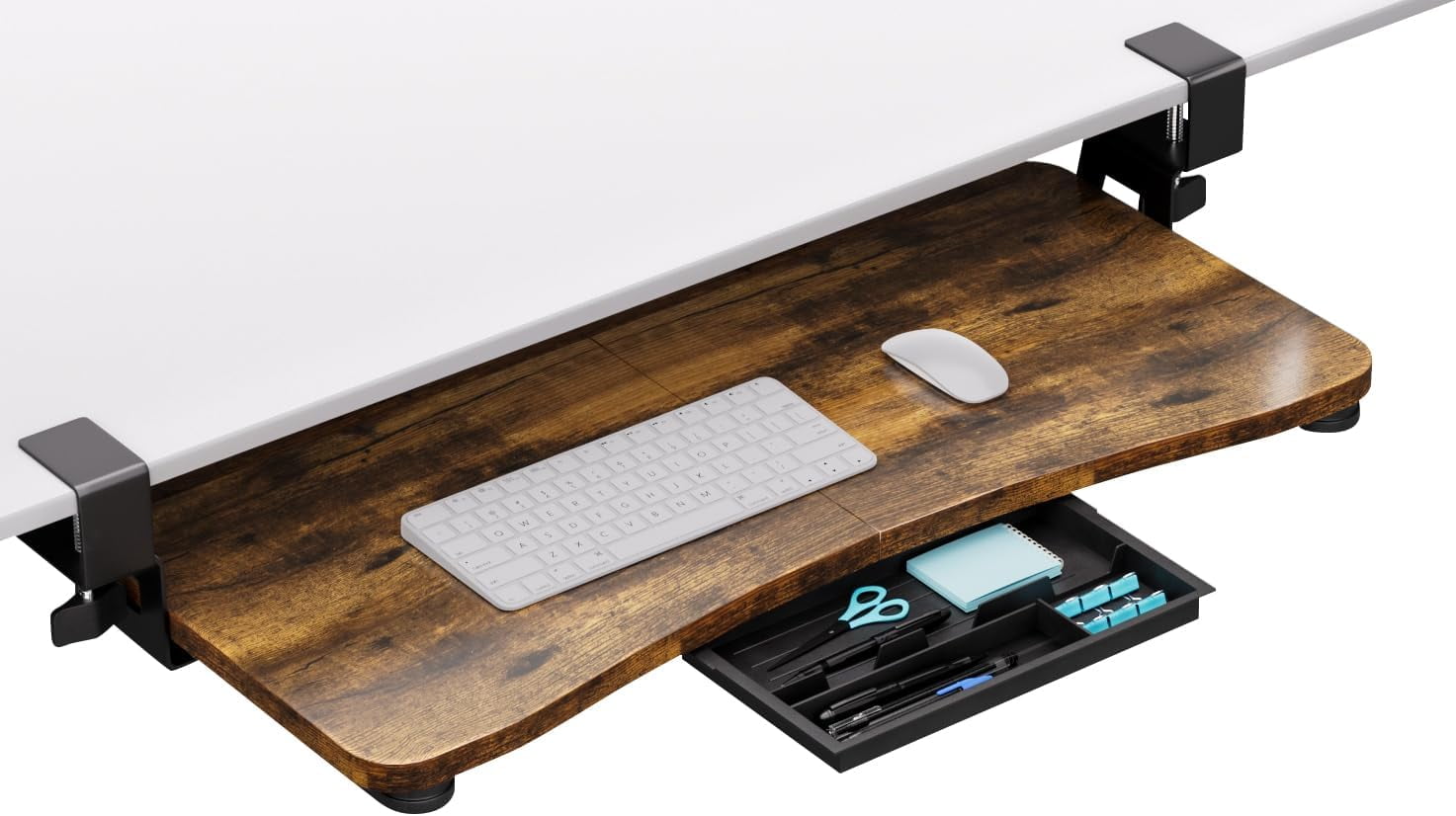 Desktop Keyboard Tray, Under Desk Pull Out,25.59" X 11.81" Large Size ...