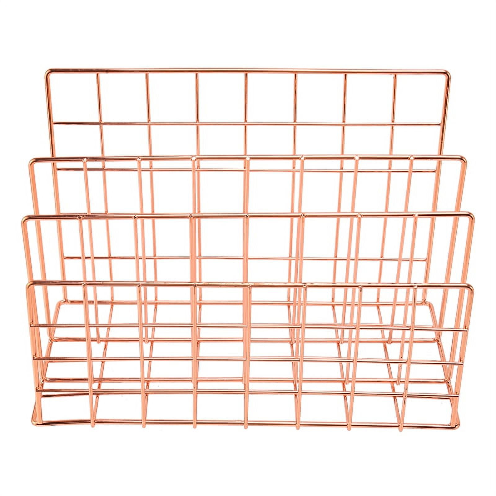 Desktop Mail Organizer, 3-Slot Metal Wire,Letter Organizer Rose Gold ...