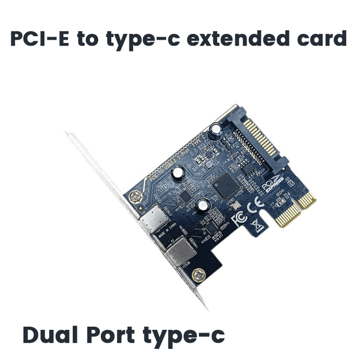 Desktop Mainboard PCI-E To Type-C Adapter Card Dual-Port Type-C Card ...