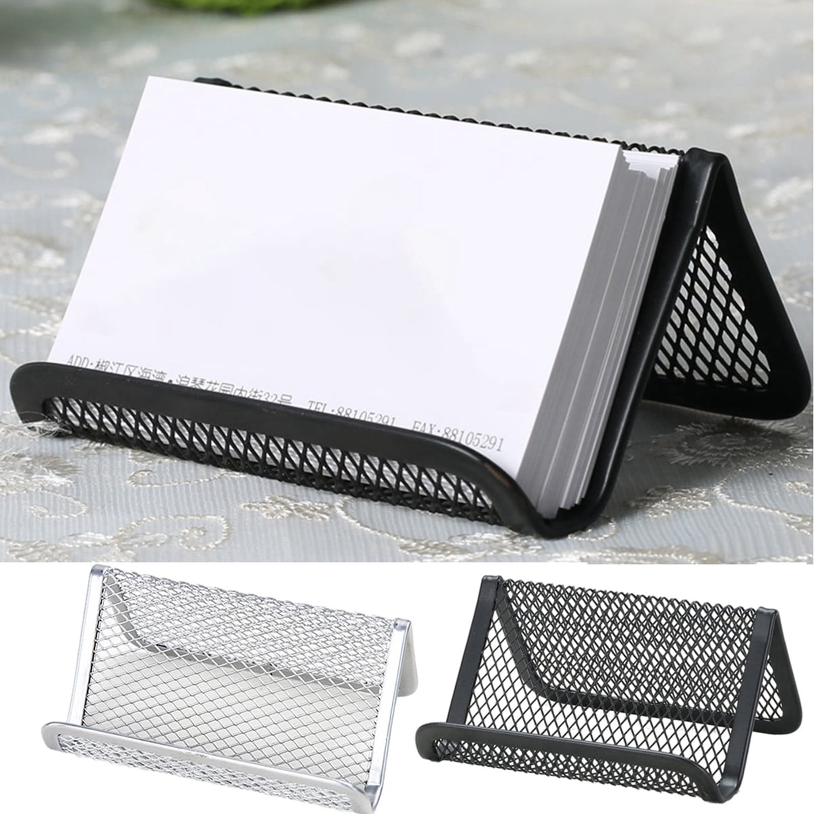 Desktop Mesh Metal Business Card Holder, Vertical Mesh Metal Frame Card ...