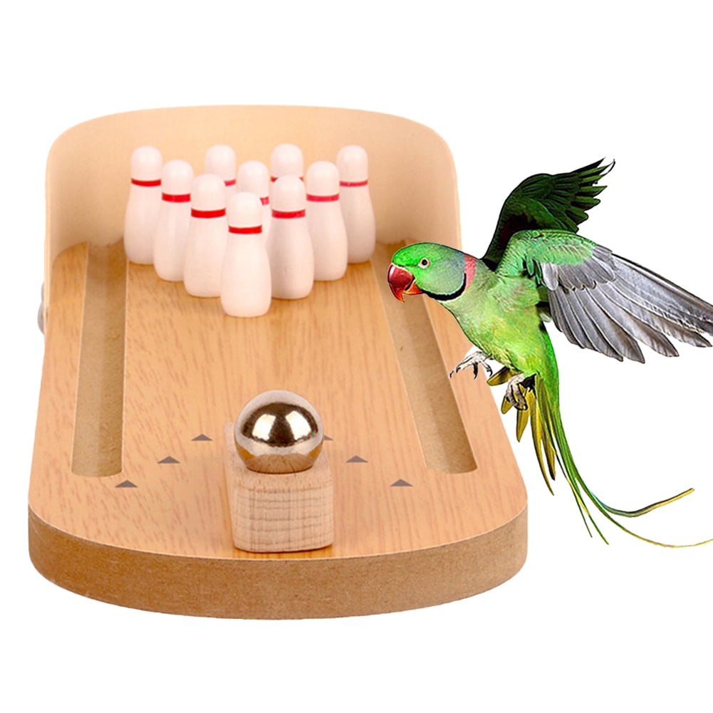 Desktop Mini Bowling Game Set, Funny Wooden Base Parrot Bowling ...
