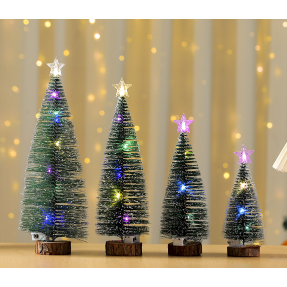 Desktop Mini Christmas Tree Set of 4 - Miniature Pine Trees with Snow ...