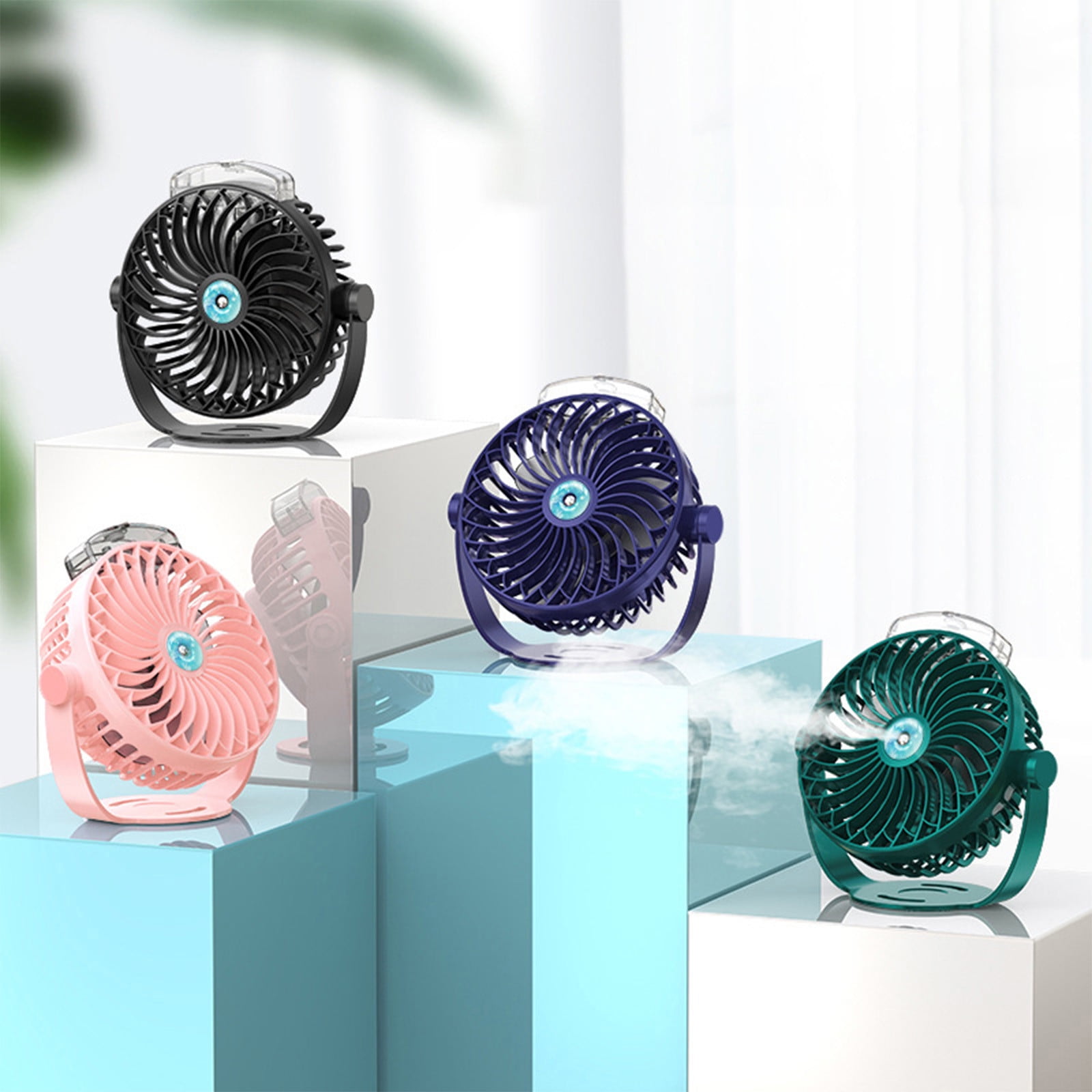 Desktop Mini Fan, Hydrating Humidifier, Dual Battery Power, Portable ...