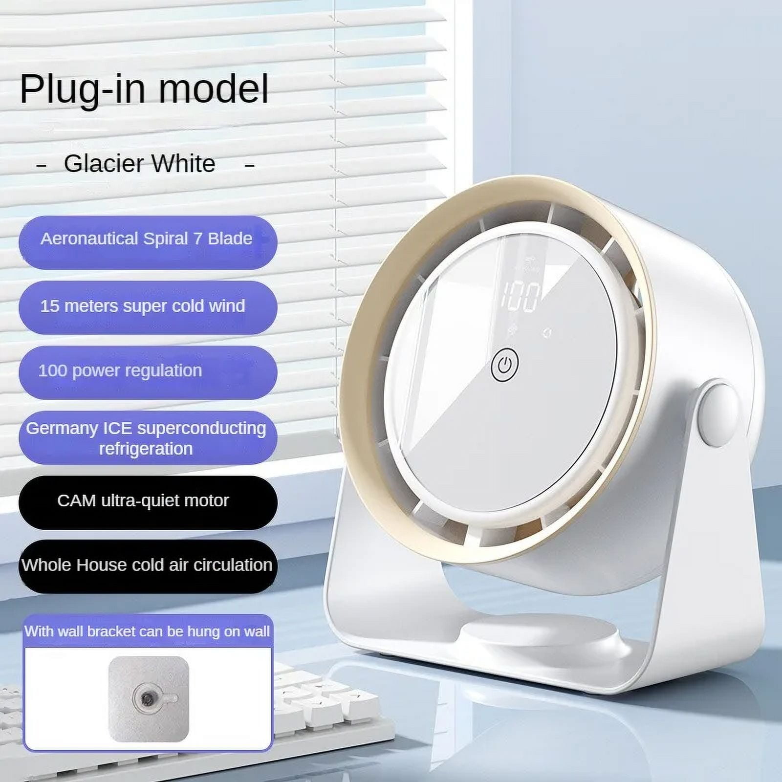 Desktop Mini Fan Touch Digital Display Charging Air Circulation Fan ...