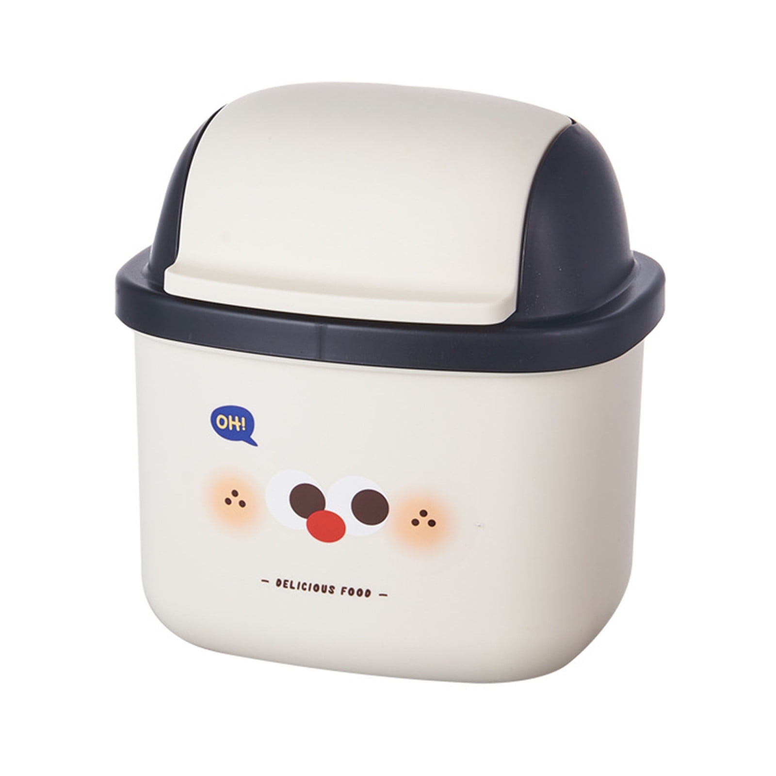 Desktop Mini Trash Bin with Swing Lid, Cute Plastic Wastebasket Trash ...