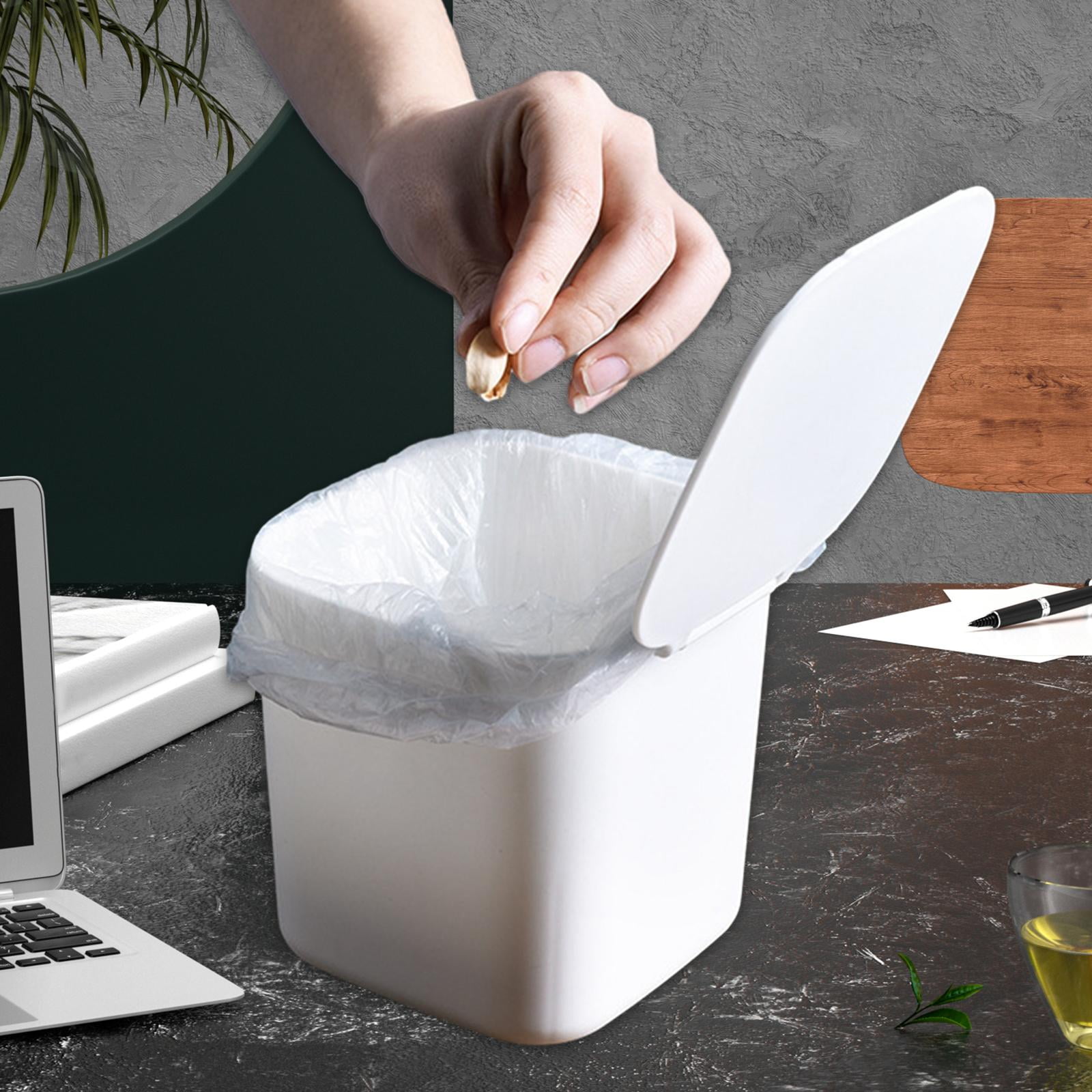 Desktop Mini Trash Bin Trash Can with Lid Countertop Garbage Storage ...