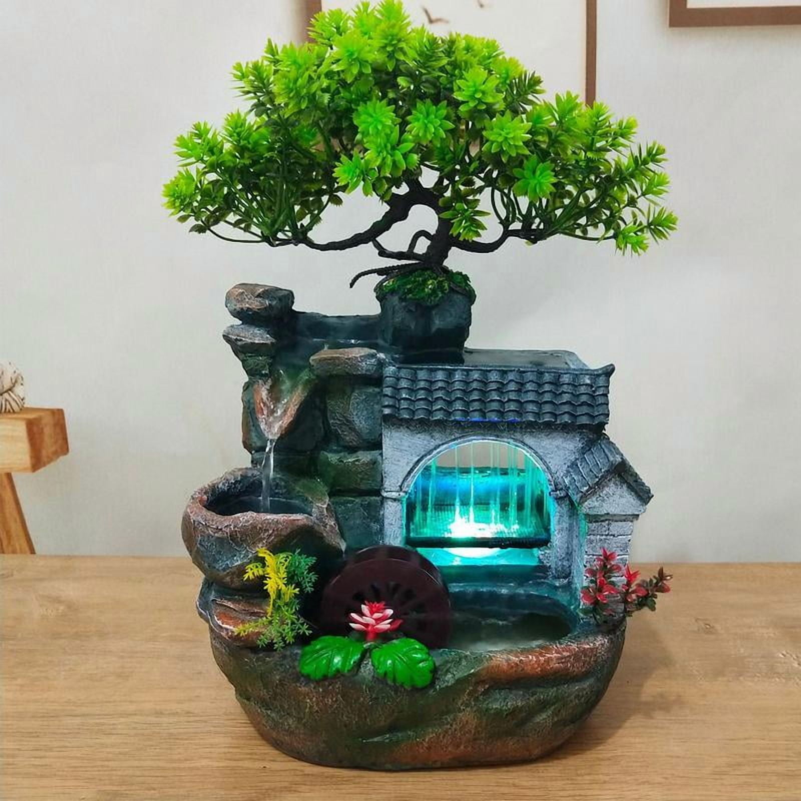 Desktop Mini Waterfall Fountain Meditation Ornament Stress Relief W ...