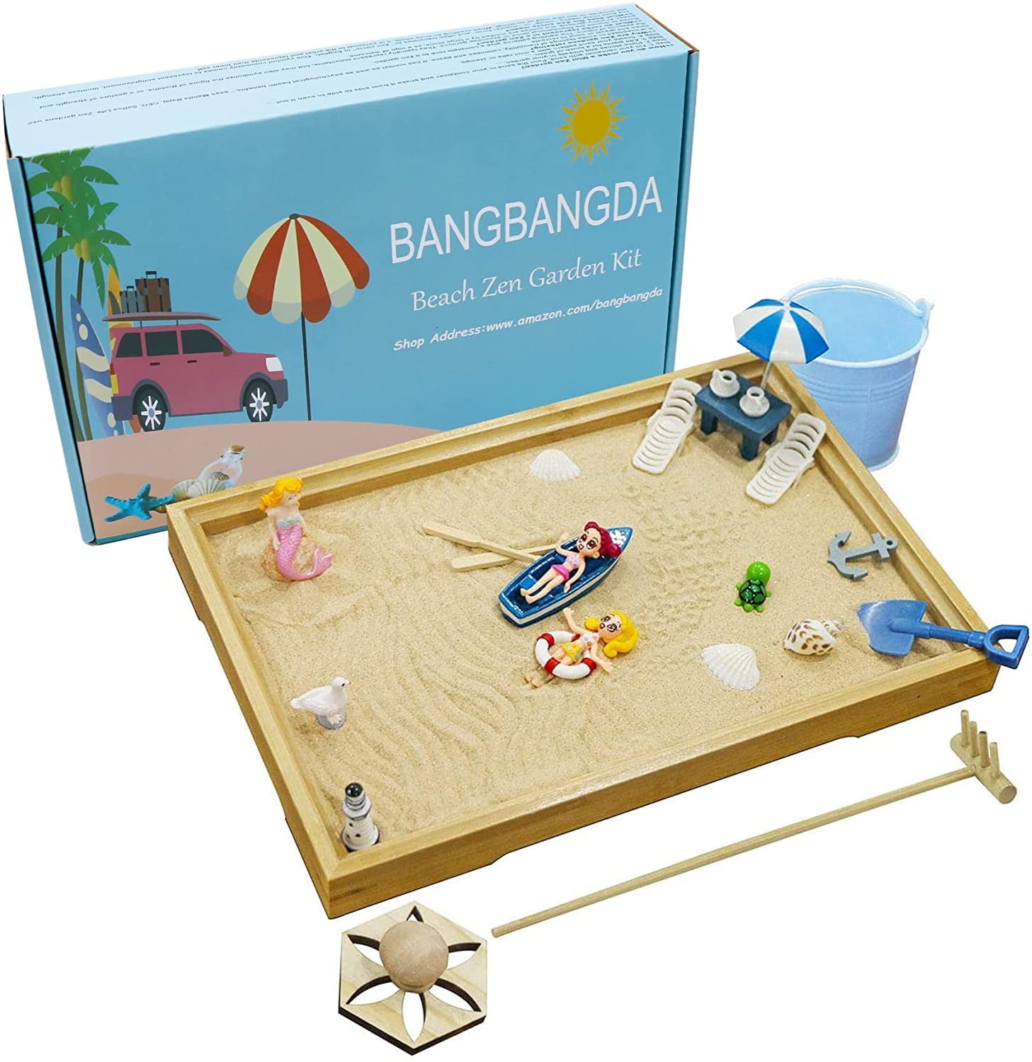 Desktop Miniature Beach Zen Garden Mini Home Office Tabletop Sandbox ...