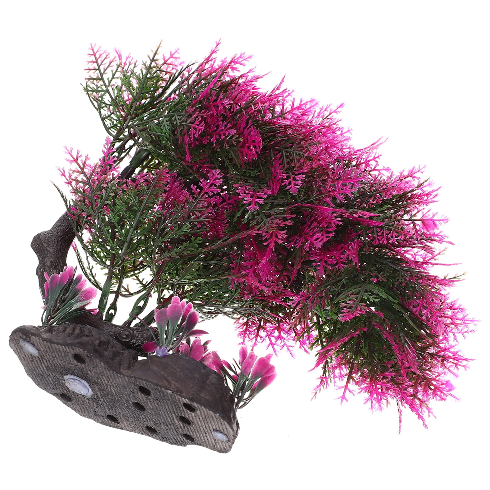 HEATSHAKING Artificial Tree Plastic Pink Aquarium Decor Fish Hiding ...