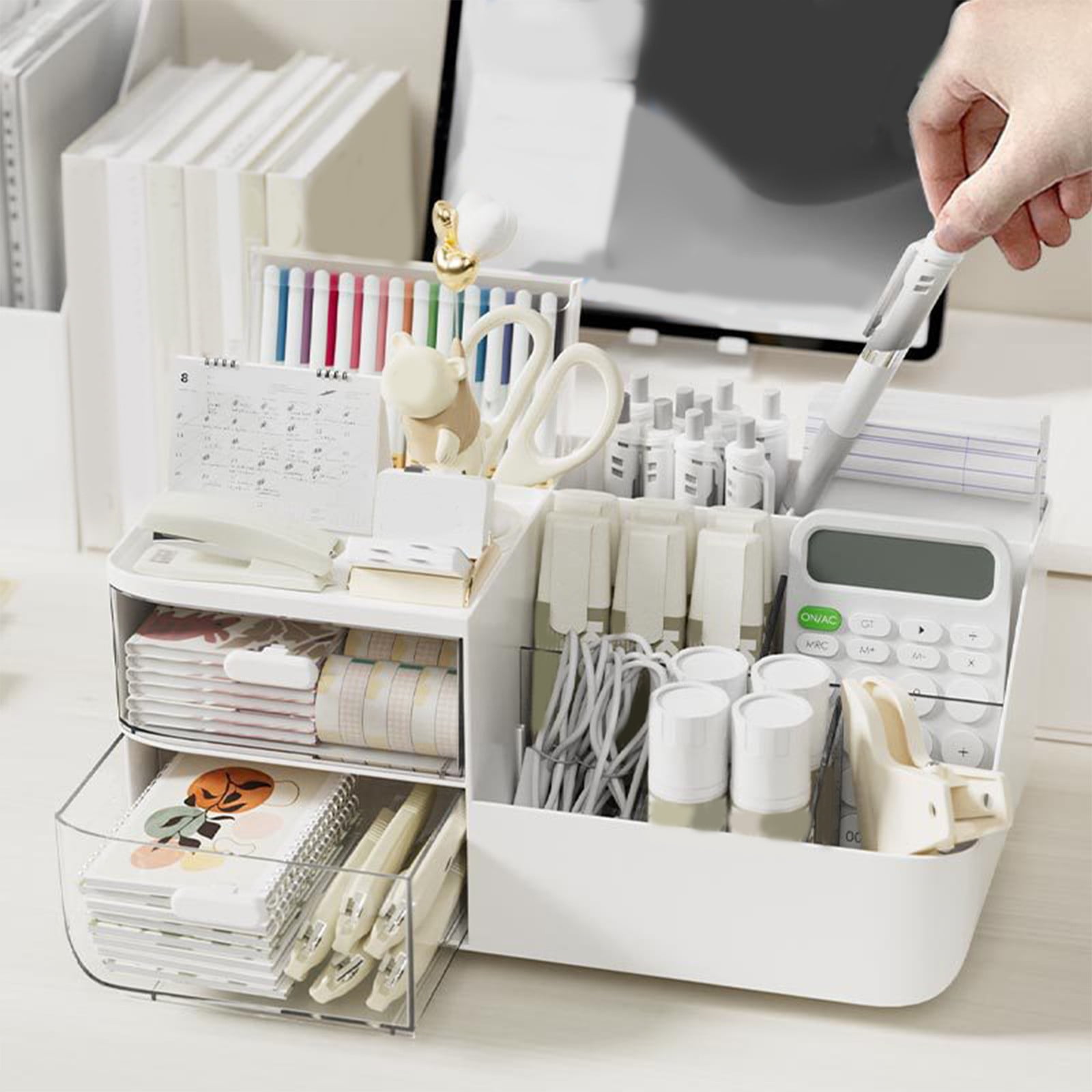 Desktop Organizer Drawer Storage Box Student Desk Organizer Transparent ...