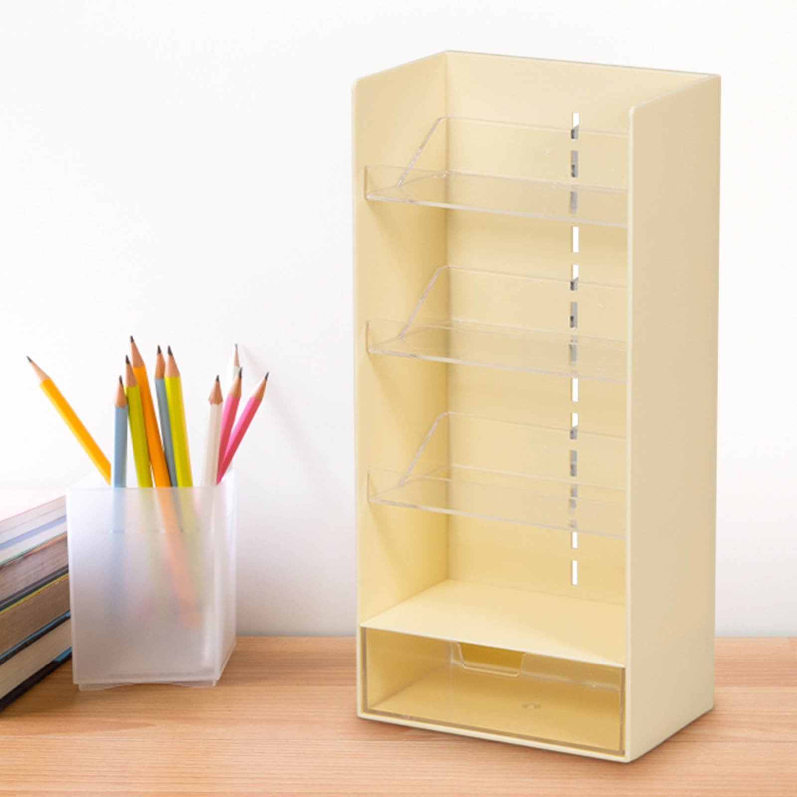 Desktop Organizer Kadlawus Desktop Organizer with Slanted Compartments ...