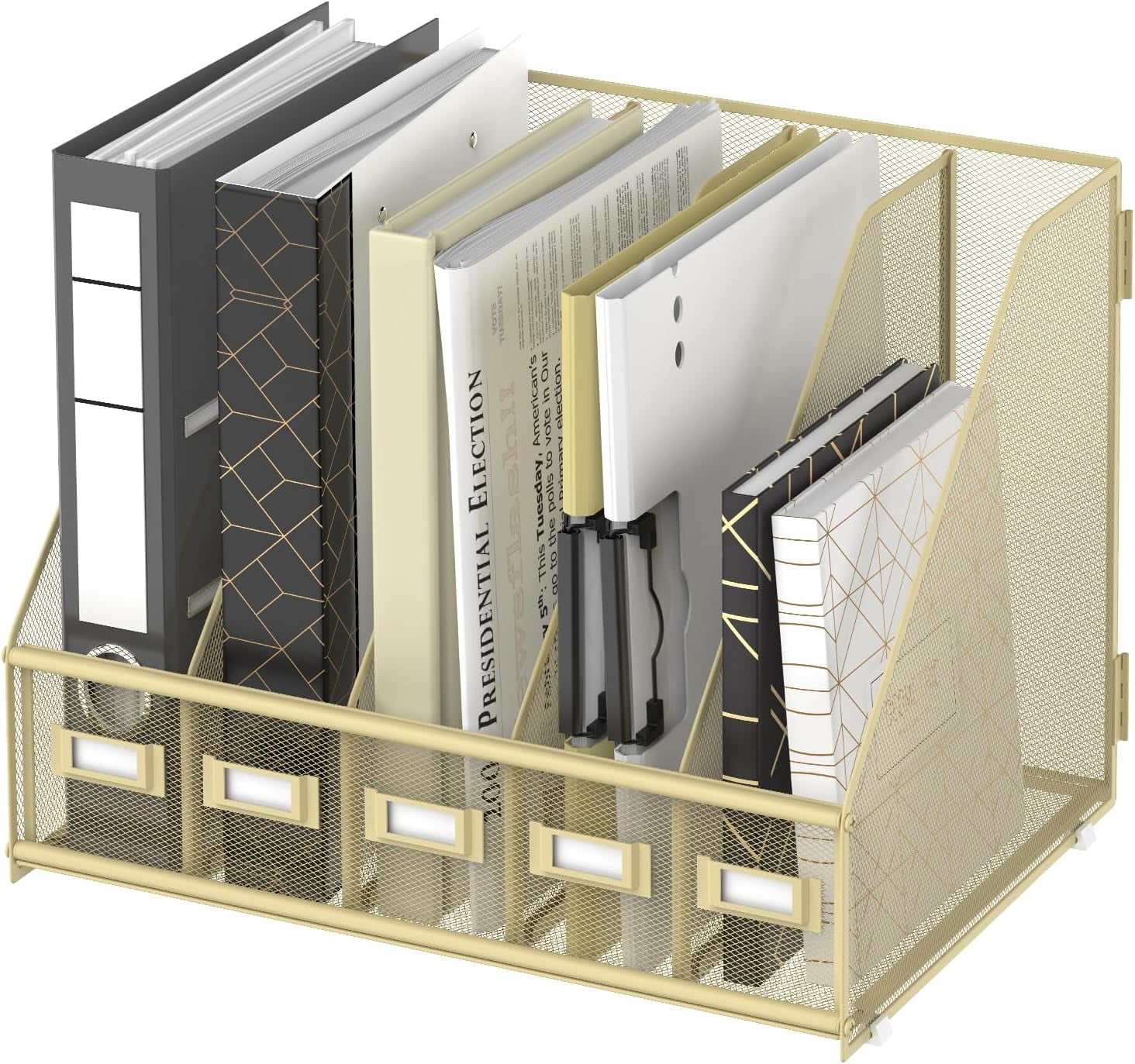 Desktop Organizer Metal Desktop Magazine File Rack with 5 Vertical ...