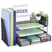 Werulen Metal Mesh Desk Organizer, 6 Compartment Drawer Office Supplies ...