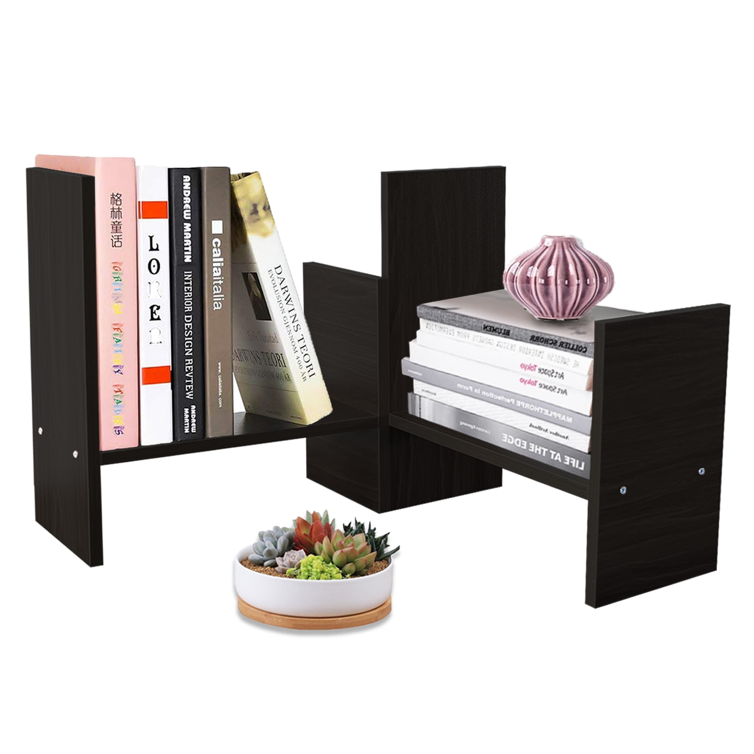 Desktop Organizer Office Storage Rack Adjustable Wood Display Shelf ...