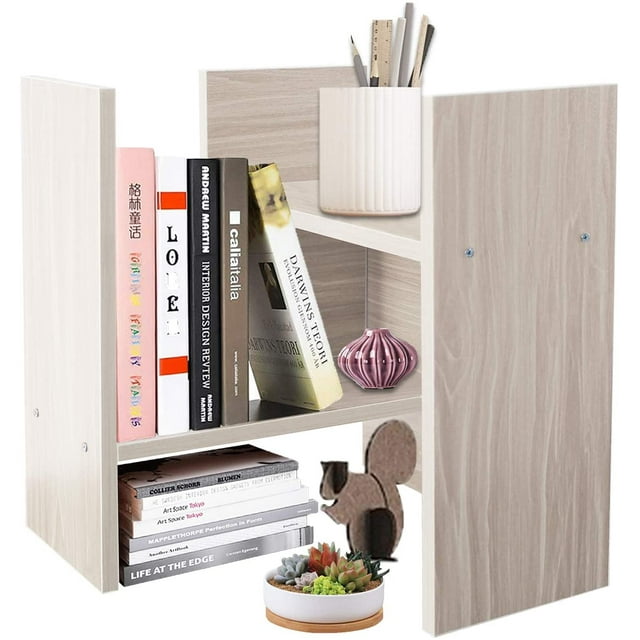 Desktop Organizer Office Storage Rack Adjustable Wood Display Shelf ...