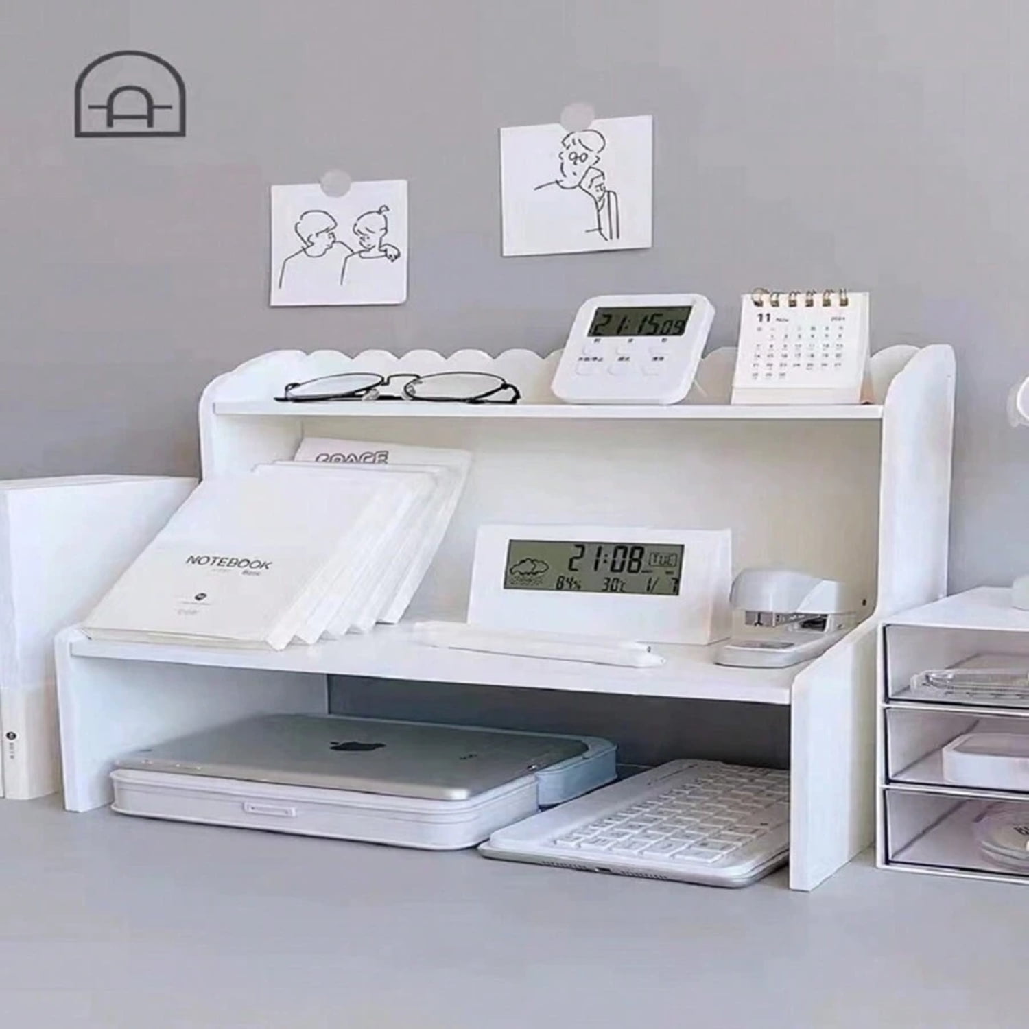 Desktop Organizer Office Storage Rack, Desktop Wood Display Shelf Desk ...