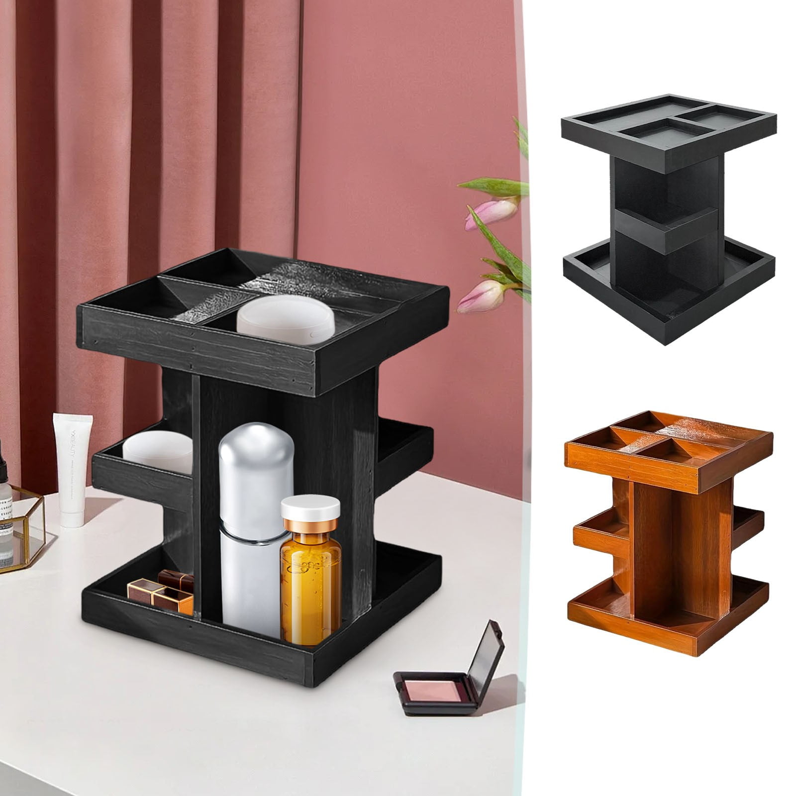 Desktop Organizer Rack, Multi-Level Wooden Shelf, Adjustable Cubby ...