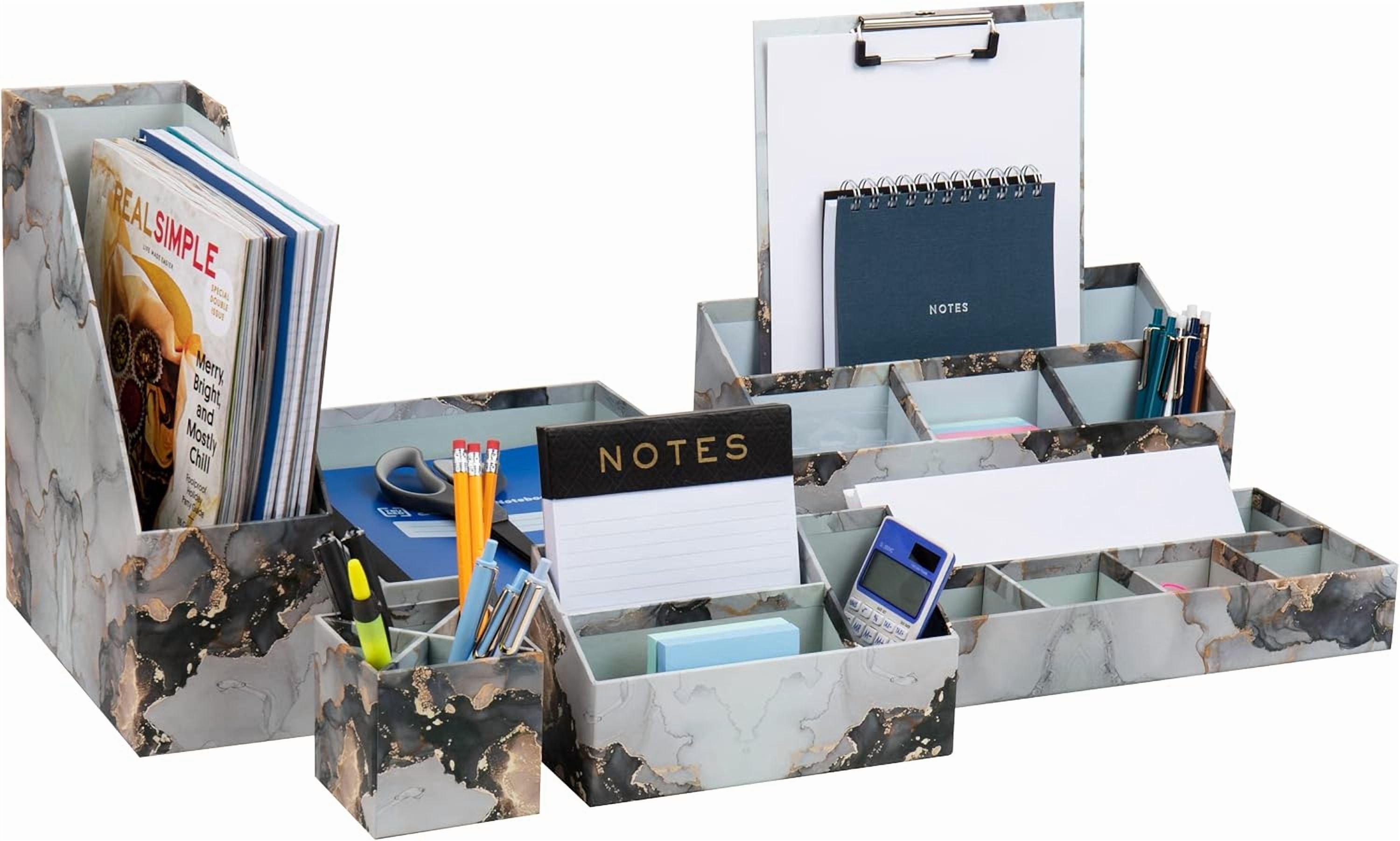 Desktop Organizer Set, Includes pen cup, 3-Compartment Bin, 4 ...