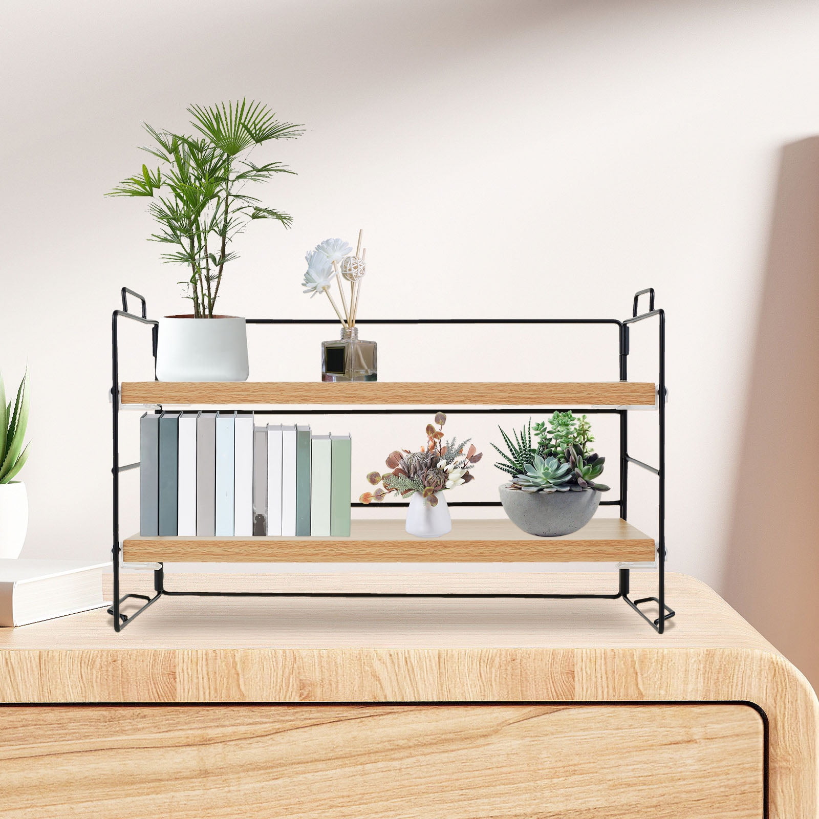 Desktop Organizer Shelf Height Adjustable Desktop Shelf Stand Stackable ...