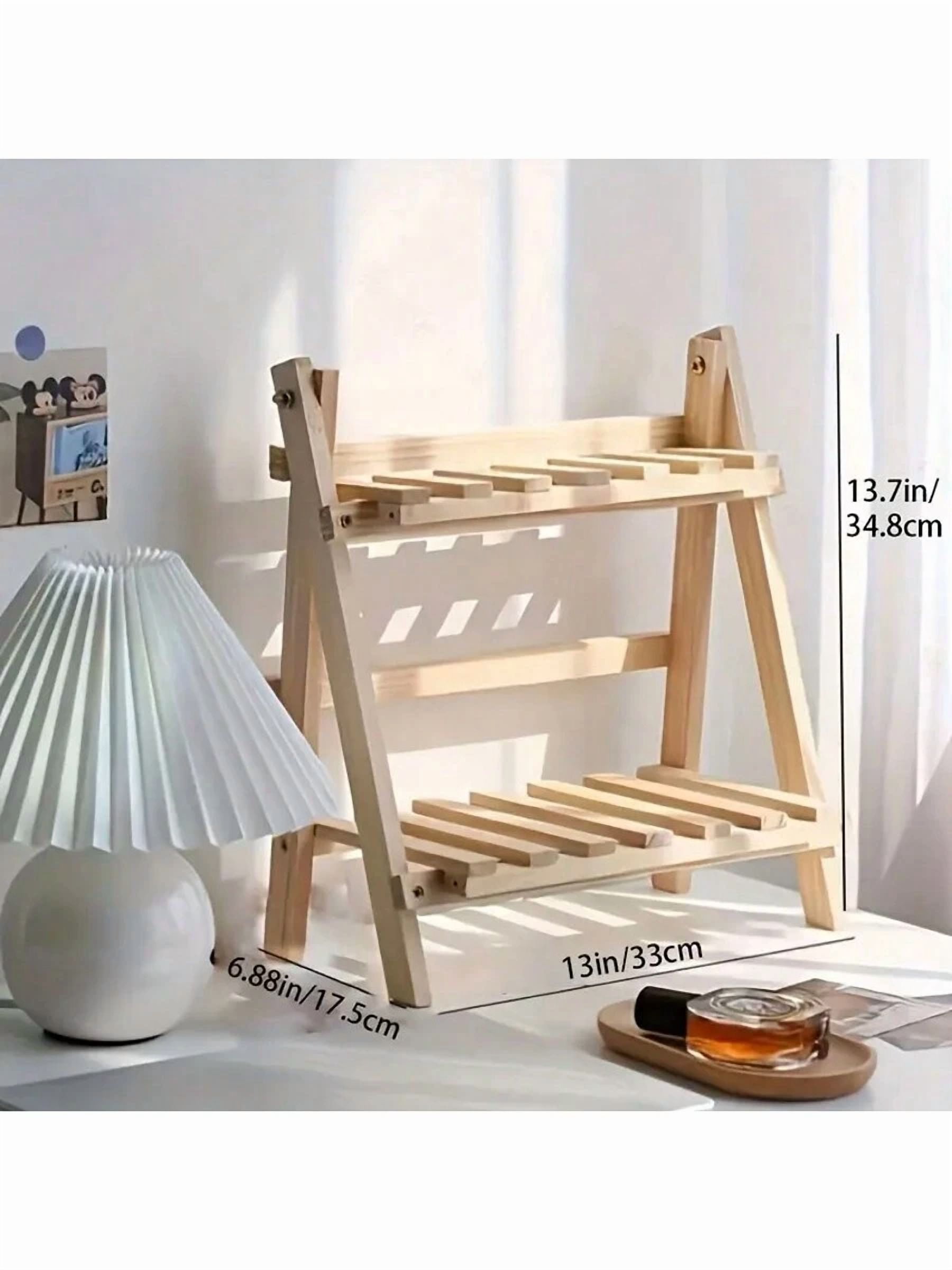 Desktop Organizer Shelf Rustic Wooden Display Stand, 2-Tier ...