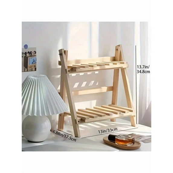 Desktop Organizer Shelf Rustic Wooden Display Stand, 2-Tier ...