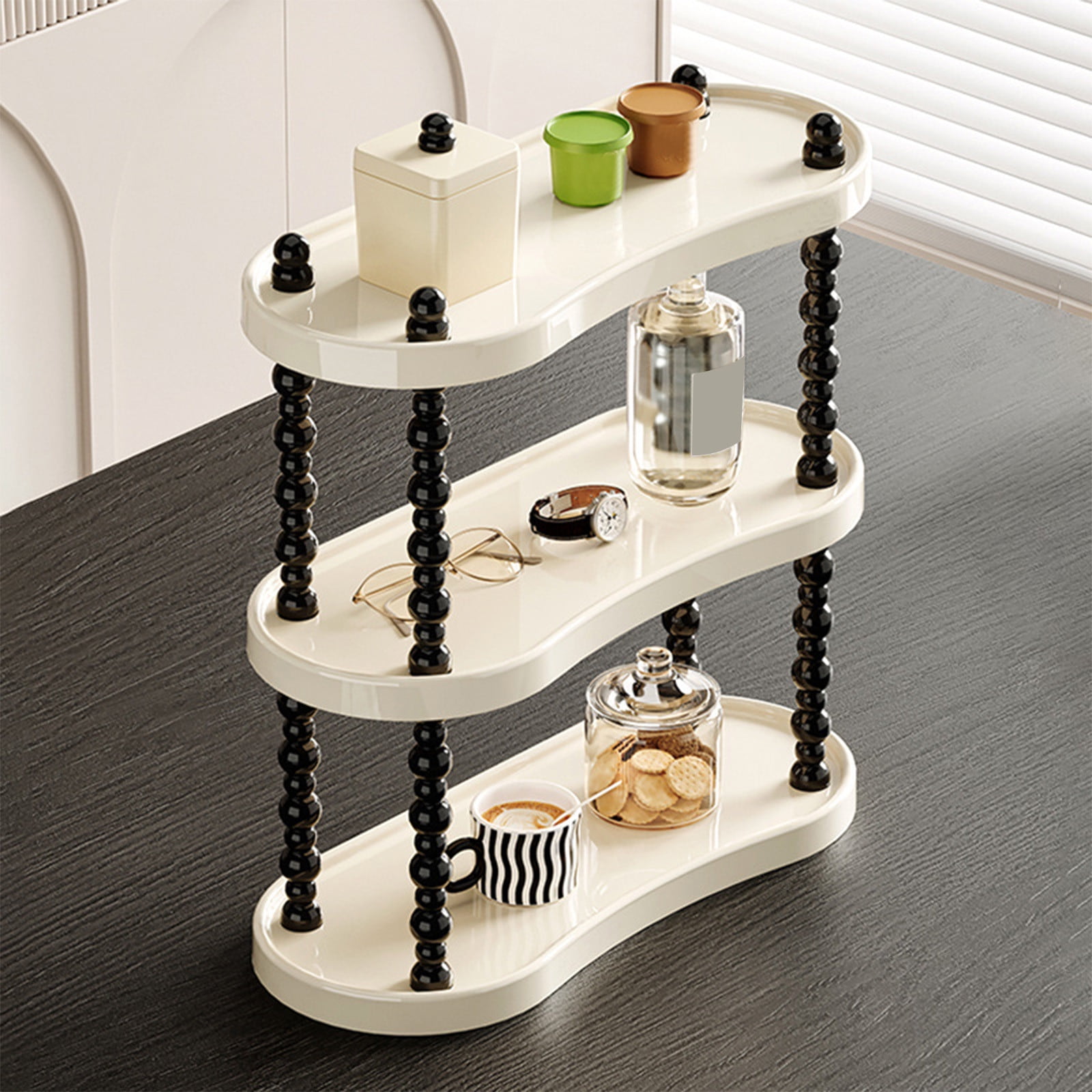 Desktop Organizer Shelf, Wooden Finish Small Display Rack with 3 Open ...