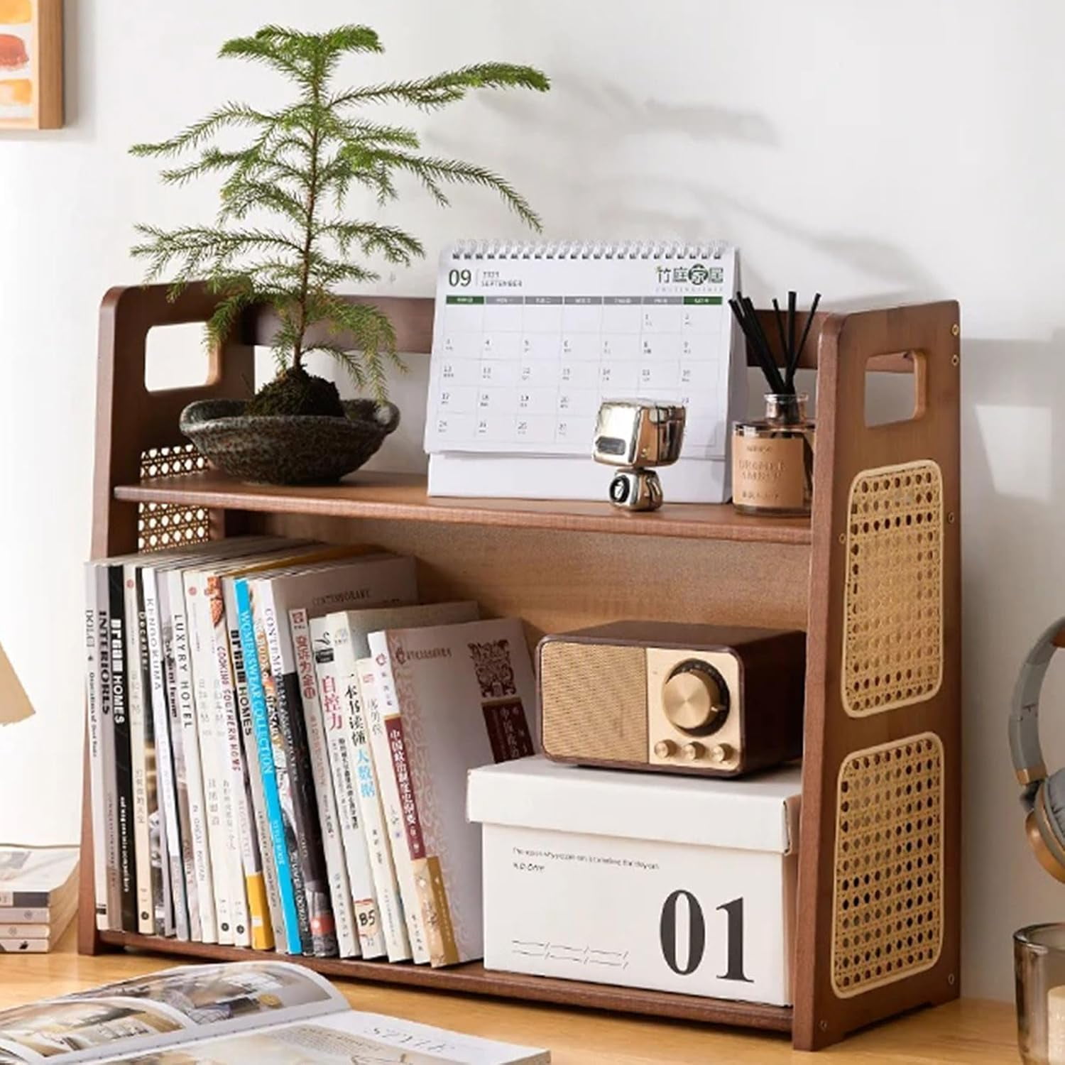 Desktop Organizer Shelf for Dorm | 2-Tier Desk Bamboo Shelves | Desktop ...