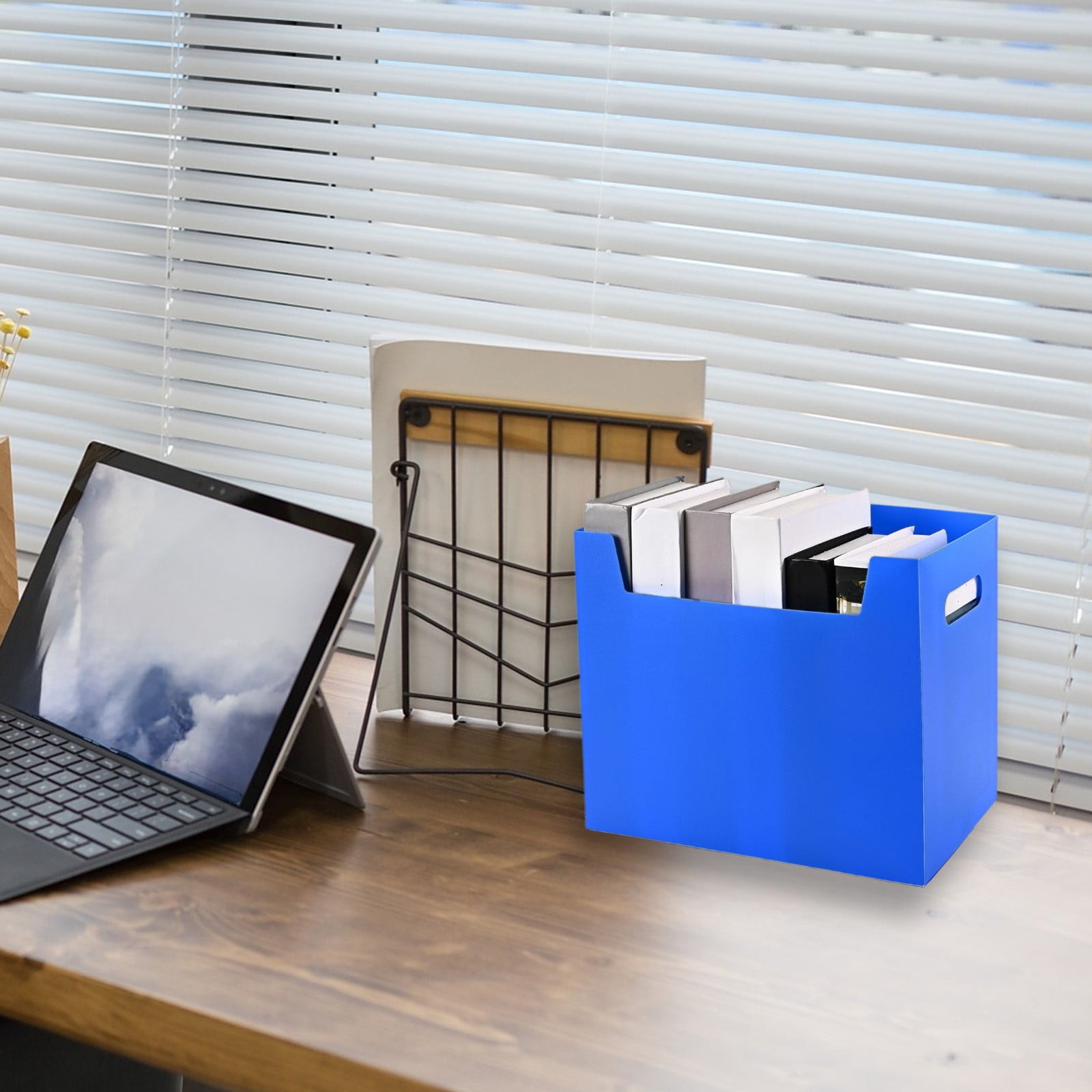 Desktop Organizer Storage Box with Drawers and Grids, Foldable Plastic ...