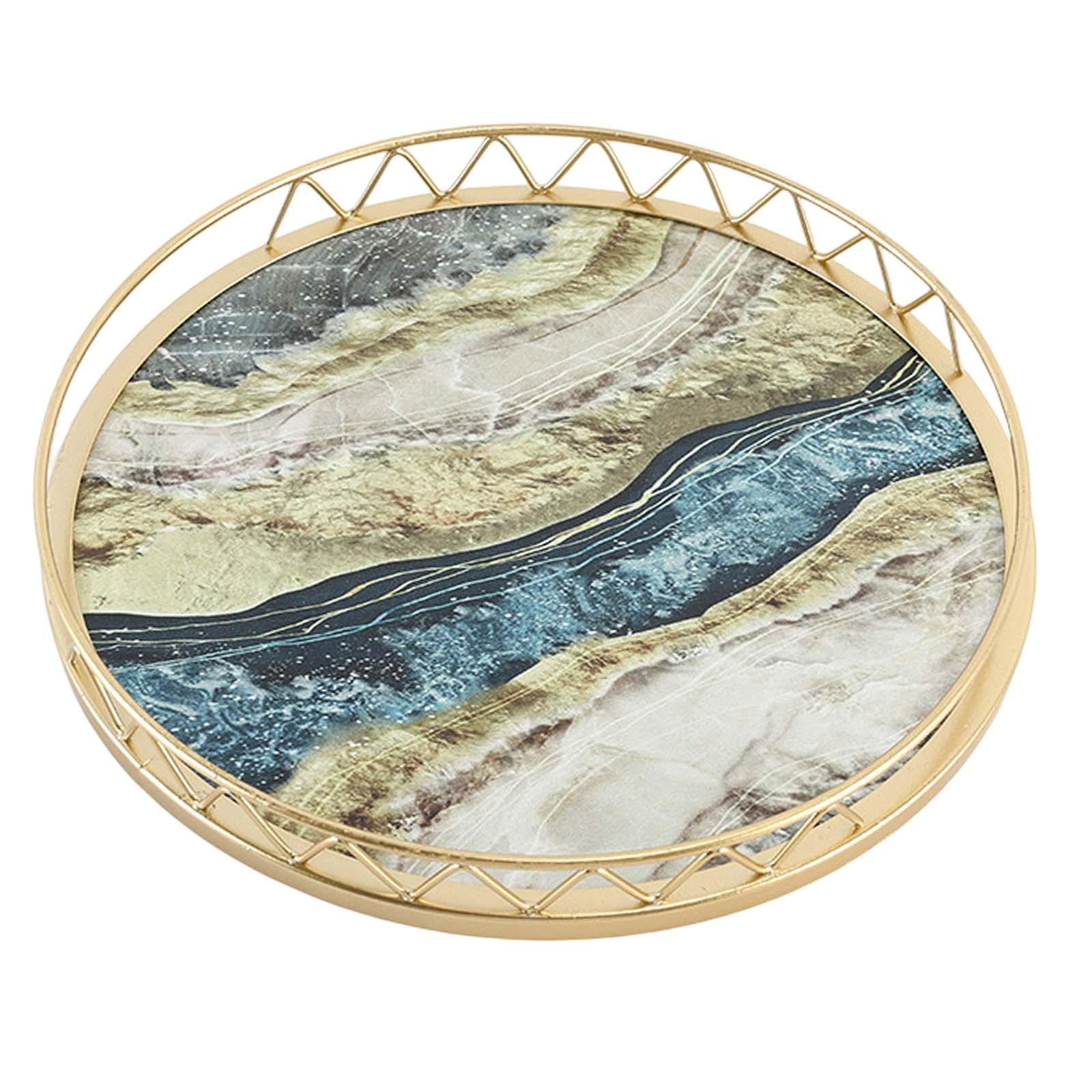 Desktop Organizer Tray Marble Pattern Serving Tray Cup and Mugs Holder ...