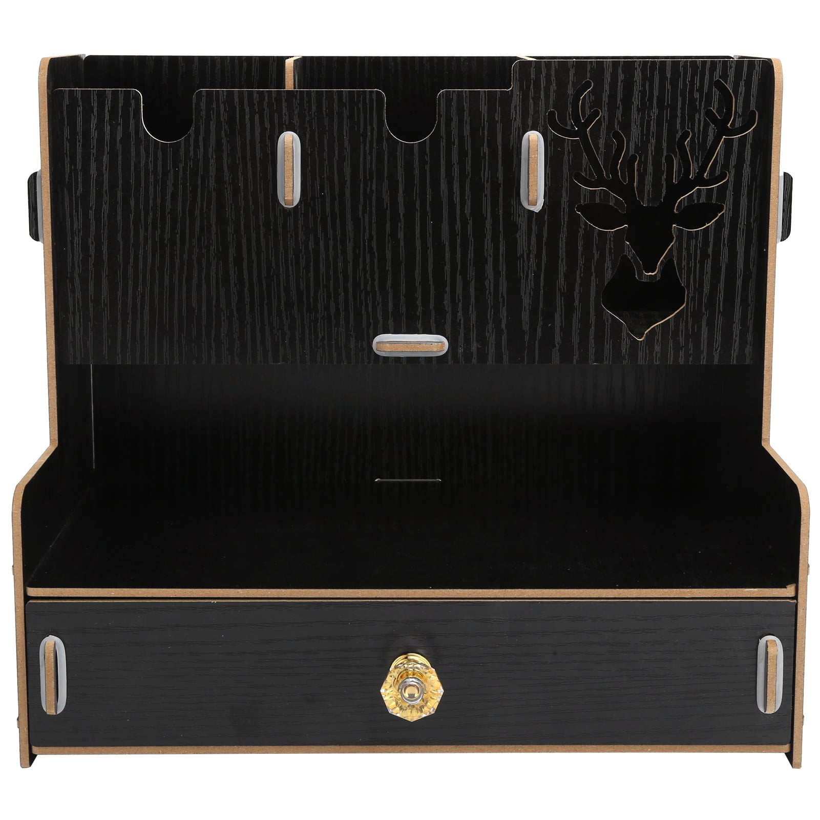 Desktop Organizer Wooden Pen Holder Storage Rack Stationery Supplies ...