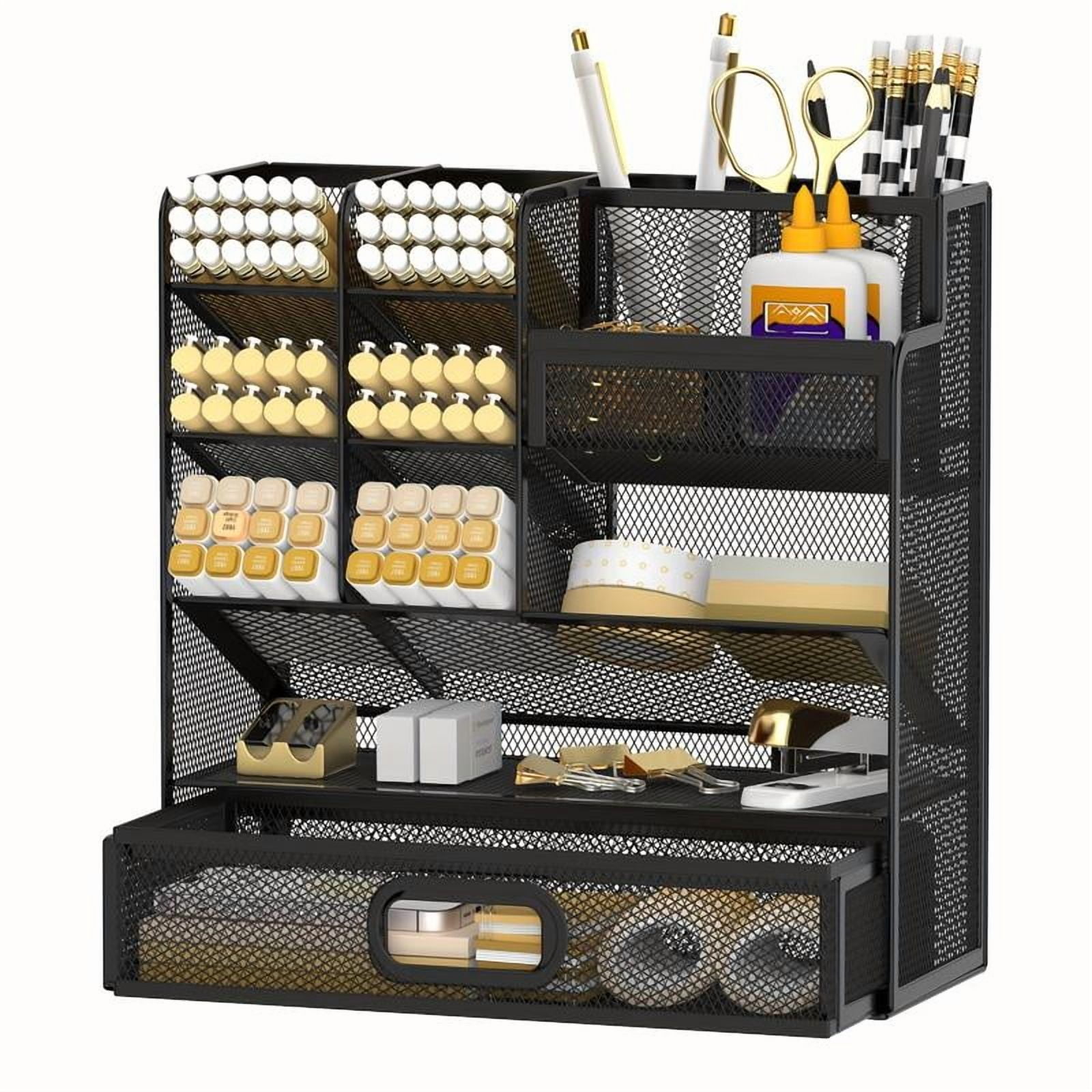 Desktop Organizer with Drawer – Multi-Functional Pen & Pencil Holder ...