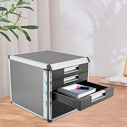 Desktop Organizer with Lock, 3/5 Drawers Built in Letter Tray and Slot ...