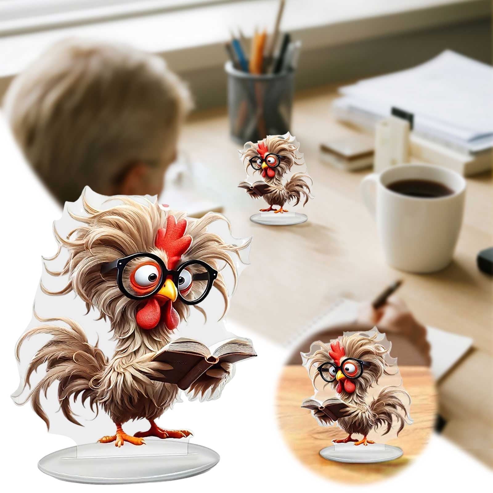 Desktop Ornament 2D Acrylic Standing Rooster Table Plaque for Kids ...