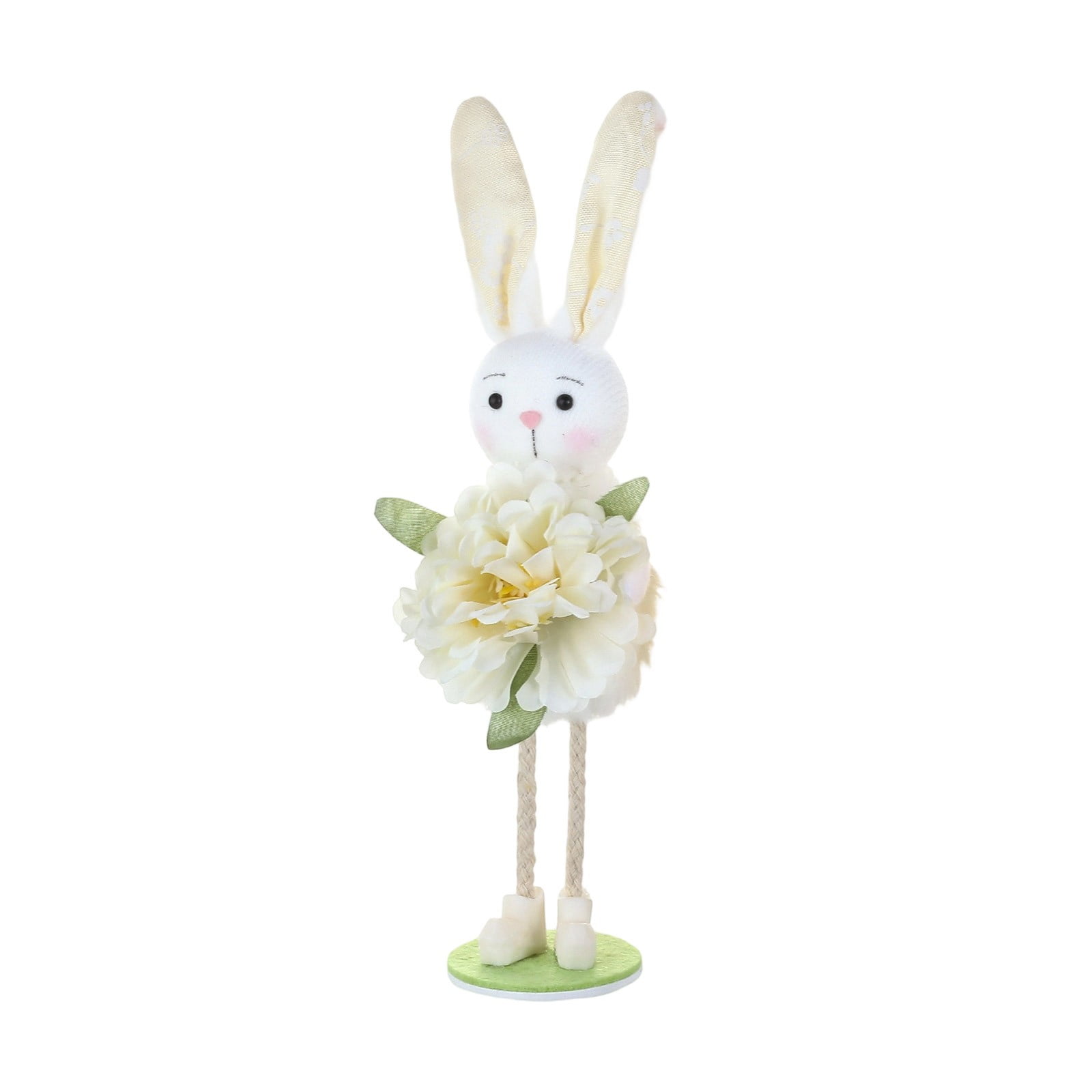Desktop Ornament Bunny Figurines Cute Standing Spring Flower Home Decor ...