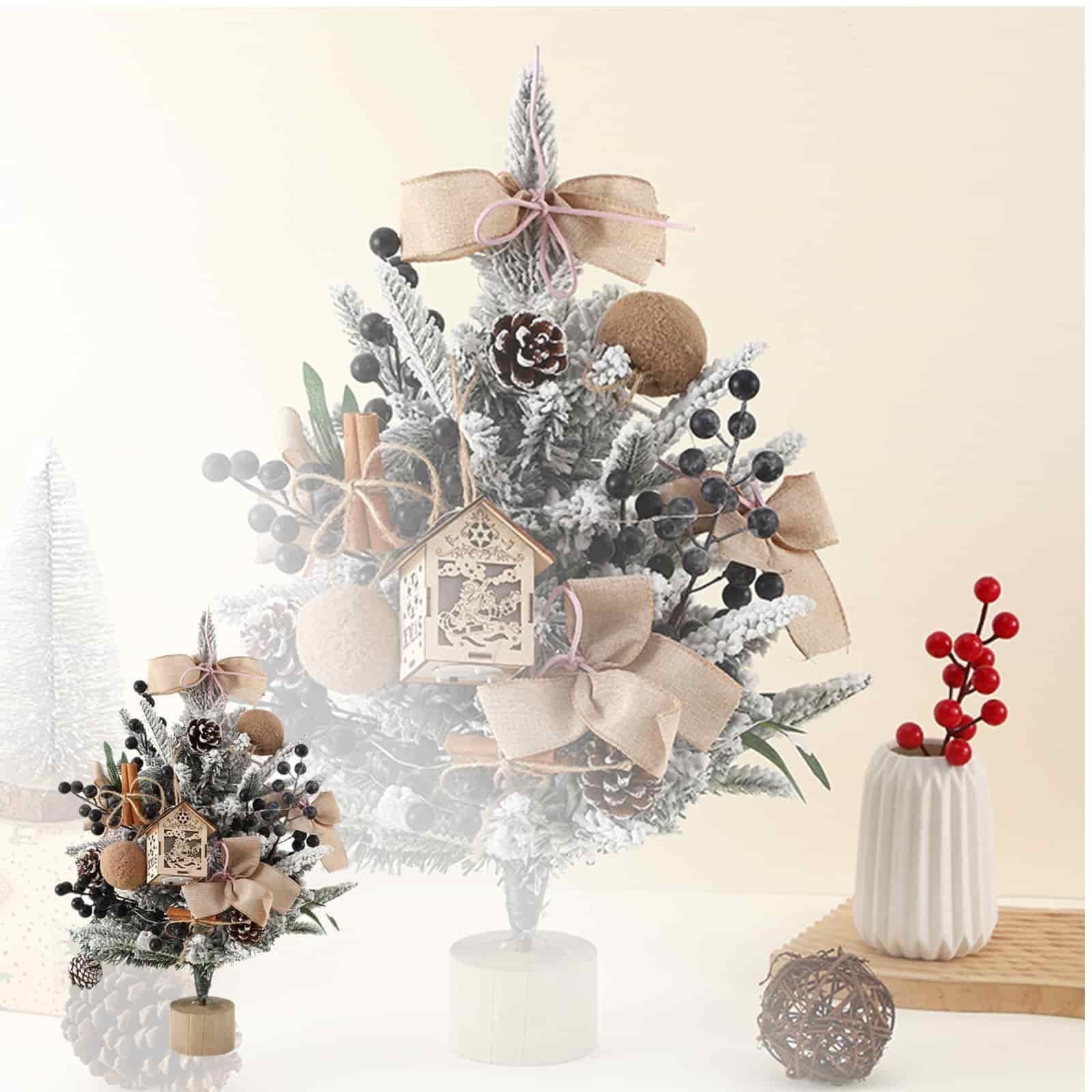 Desktop Ornament Christmas Small Tabletop Christmas Tree Wooden Base ...
