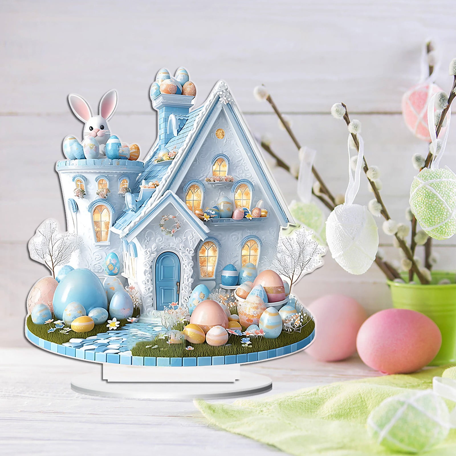Desktop Ornament,Easter Bunny Egg Decor Tabletop Ornament For Living ...
