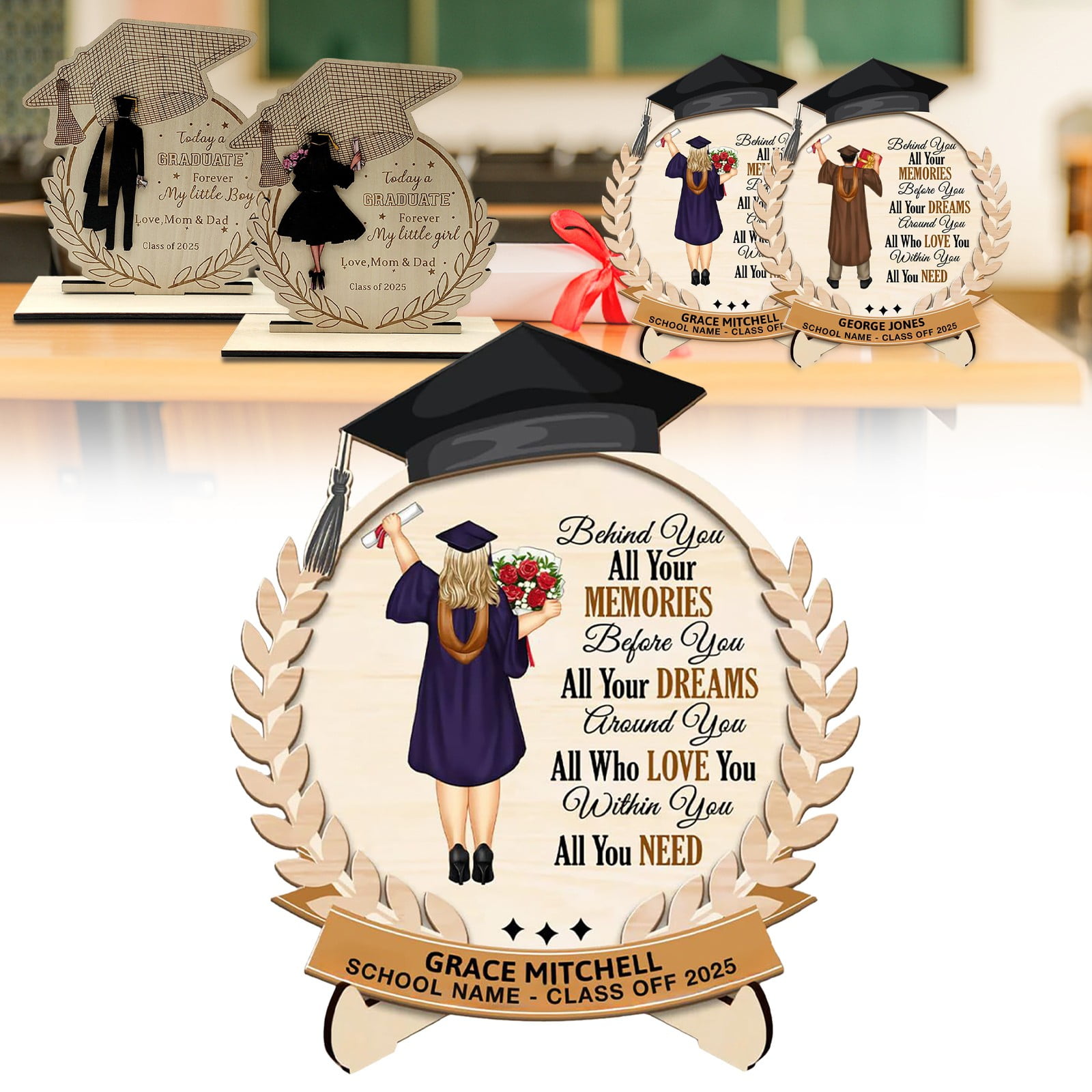 Desktop Ornament Graduation Season Decorations Inspirational Wooden ...