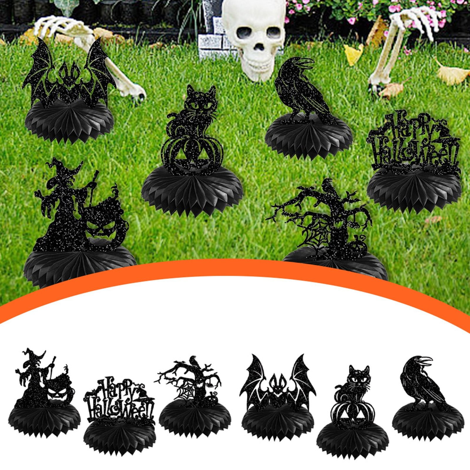 Desktop Ornament Halloween Honeycomb Centerpieces and Paper Fan ...