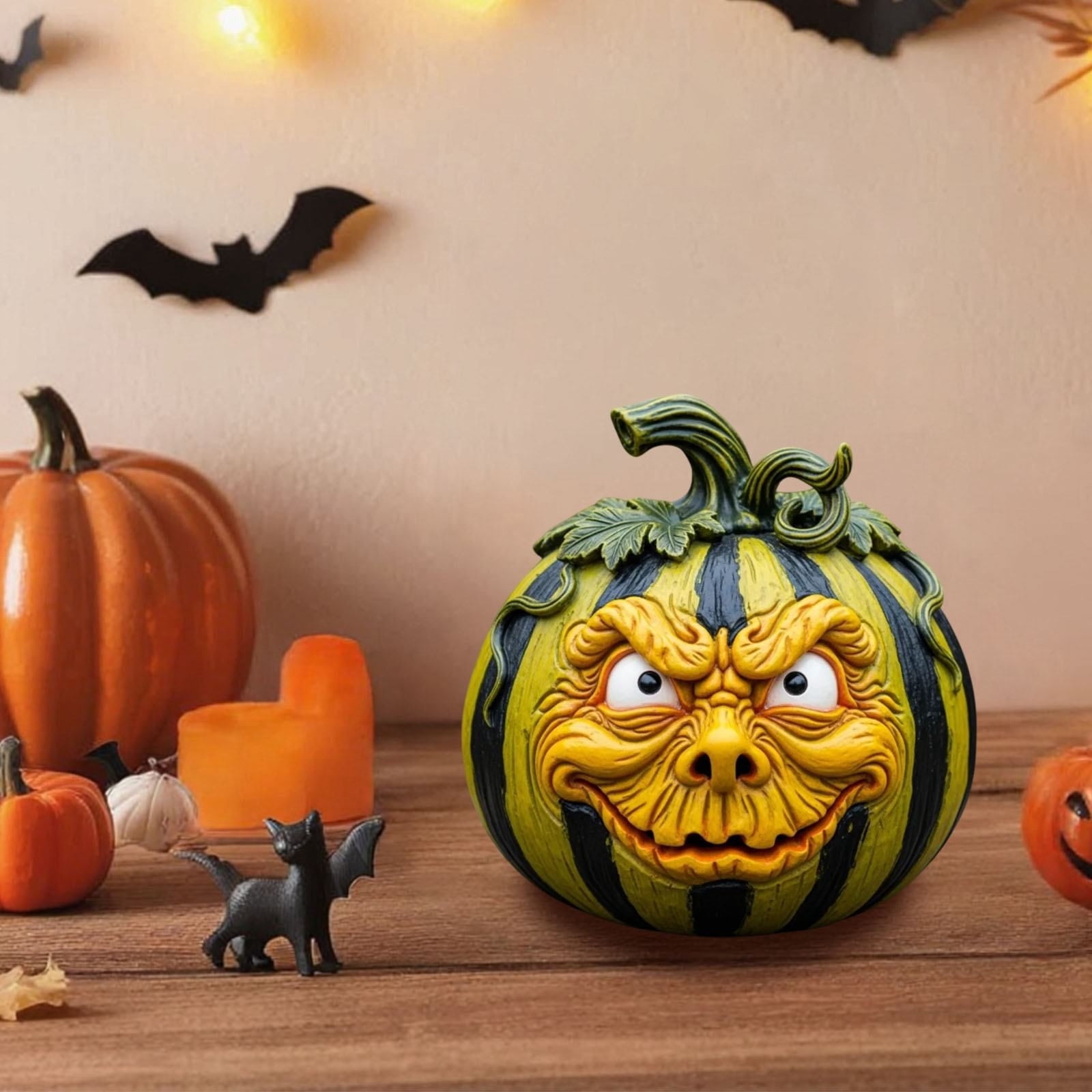 Desktop Ornament Halloween Pumpkin Statue Resin Decoration for Adults ...