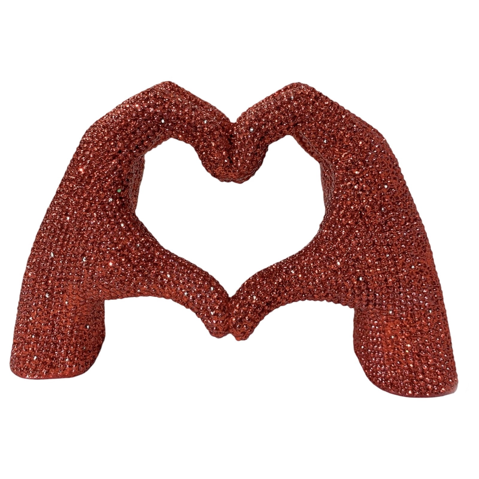 Desktop Ornament Heart Hands Sculpture Resin Figurine with Beaded ...